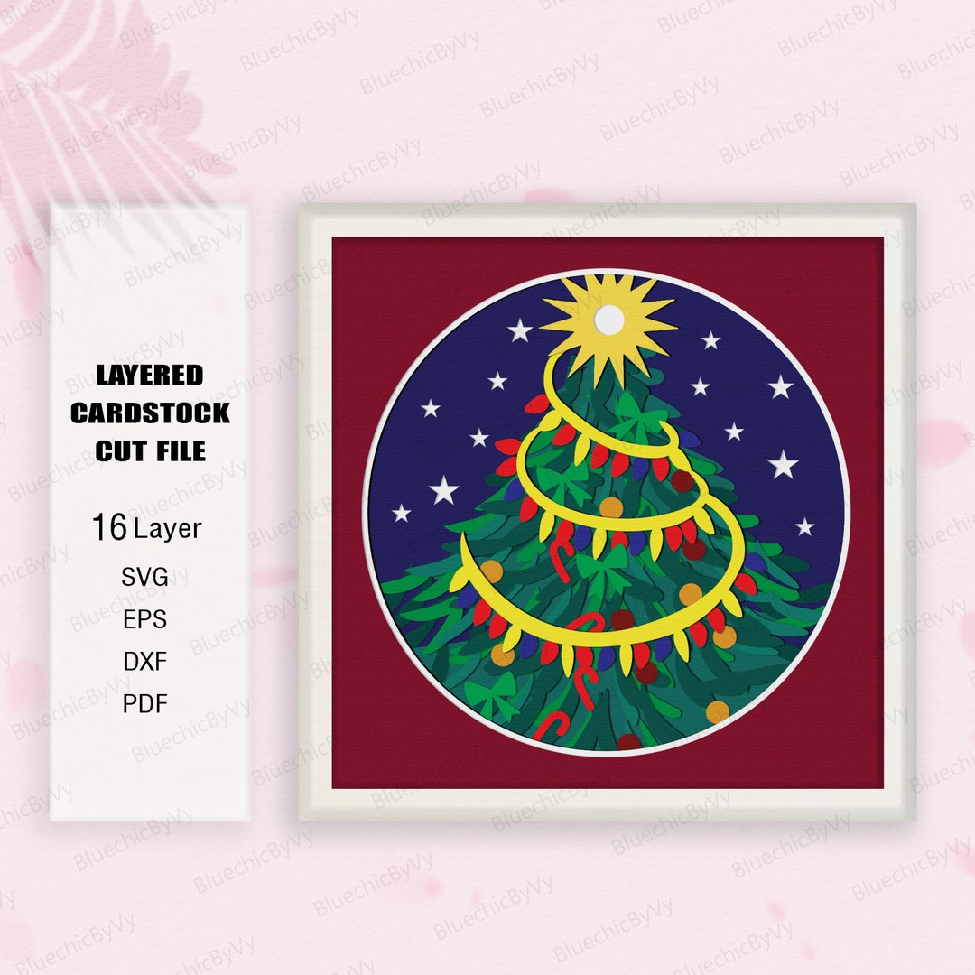 Christmas Tree Shadow Box SVG for Cricut Projects DIY, Christmas Light ...