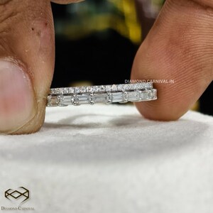 Unique Wedding Band, Baguette Cut Moissanite Split Style Bridal ...