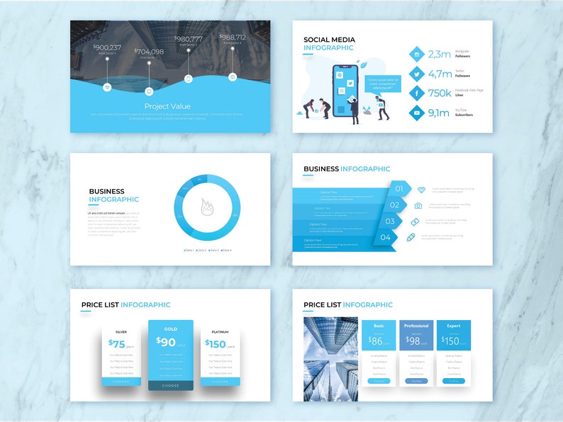 Minimalist Blue Powerpoint Template, Business PPT Slides (digital ...