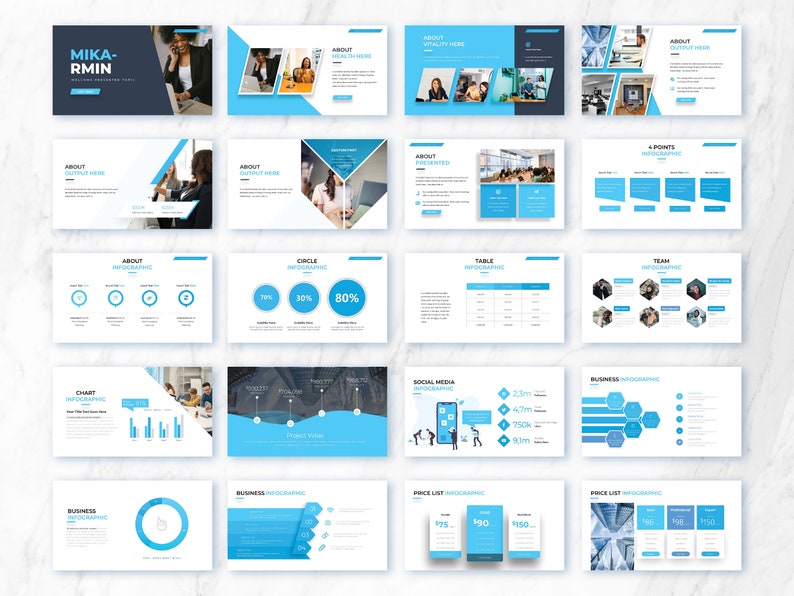 Minimalist Blue Powerpoint Template, Business PPT Slides (digital ...