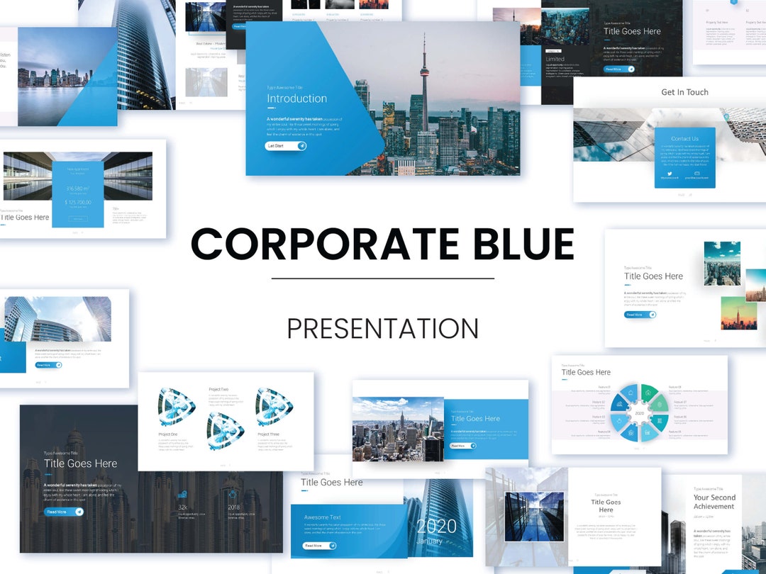 Corporate Blue Powerpoint Template, Modern Pitch Deck (digital Download ...