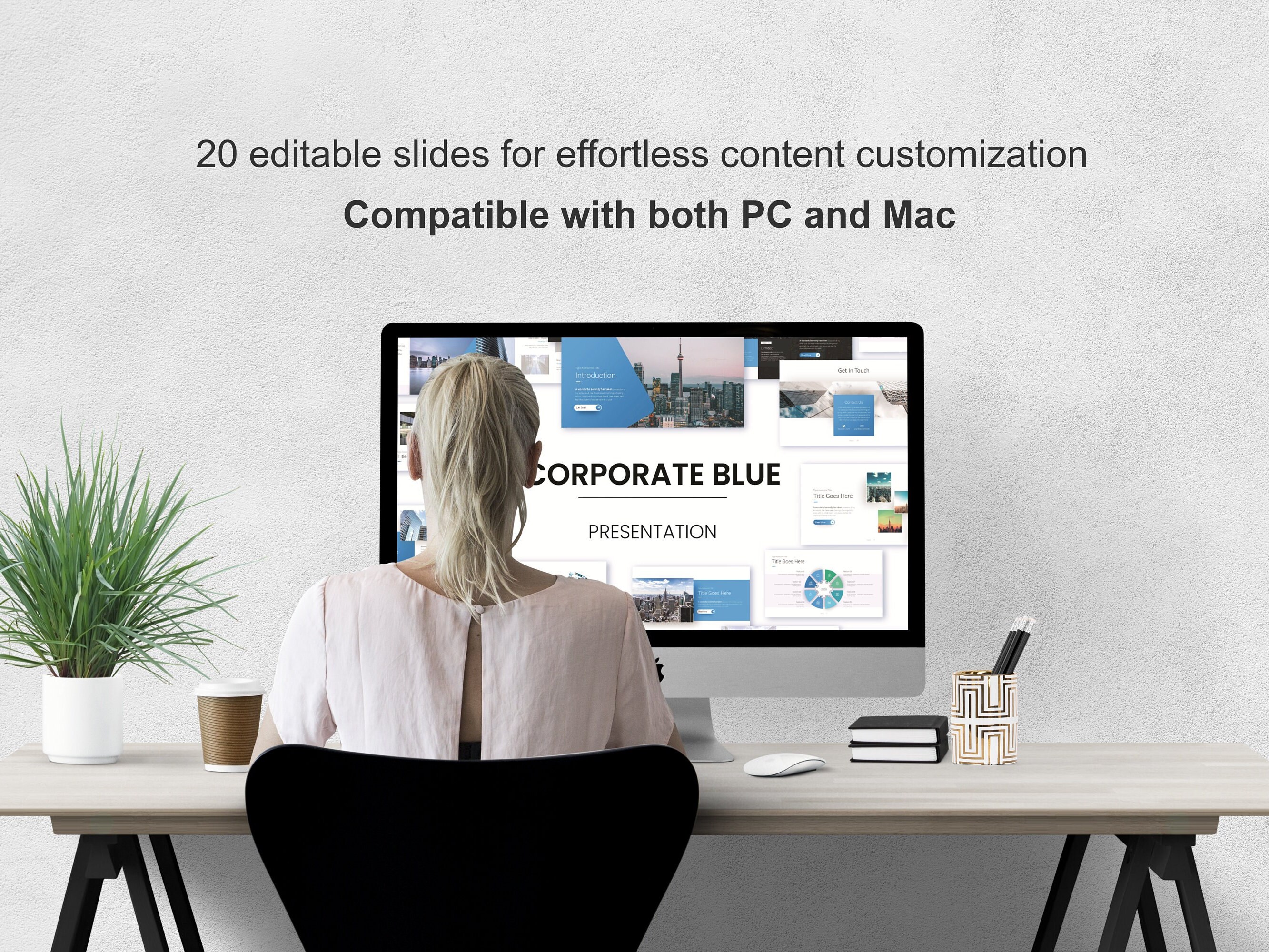 Corporate Blue Powerpoint Template, Modern Pitch Deck (digital Download ...
