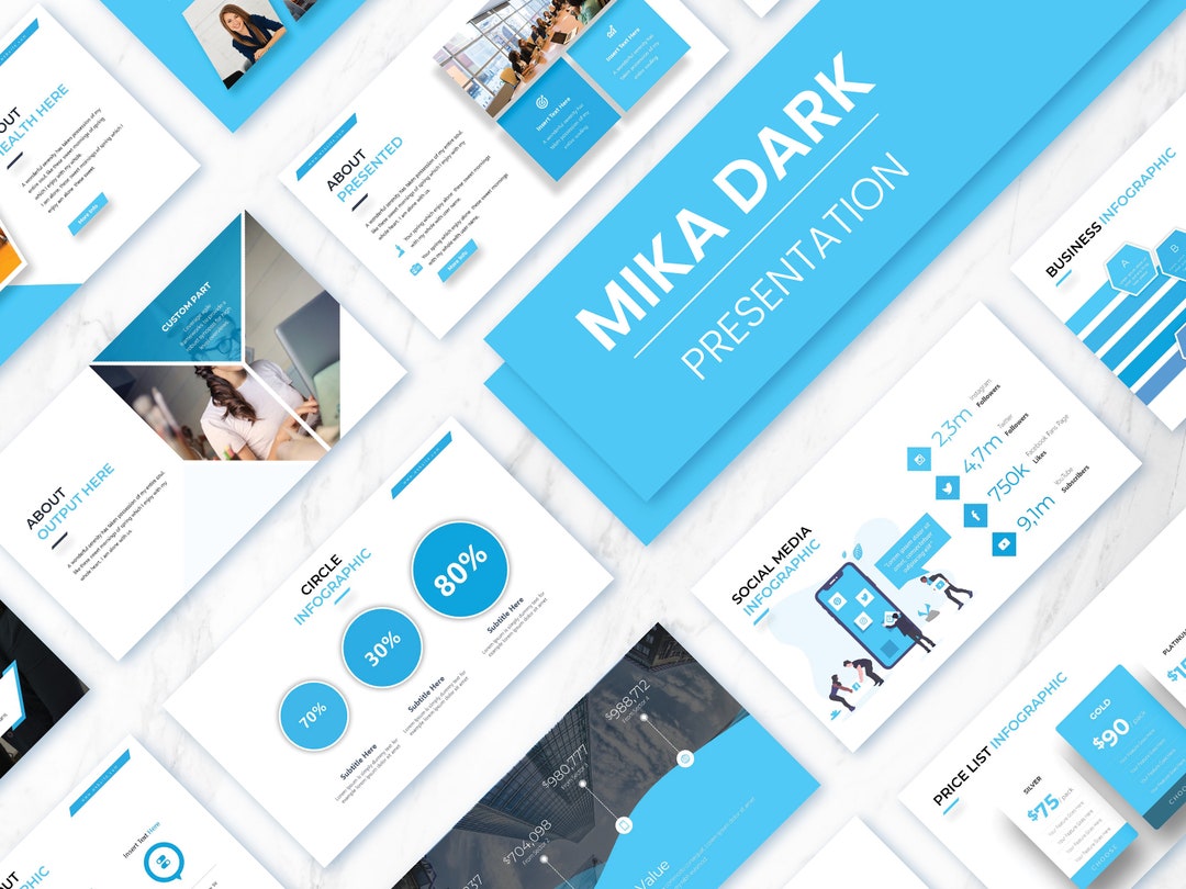 Minimalist Blue Powerpoint Template, Business PPT Slides (digital ...