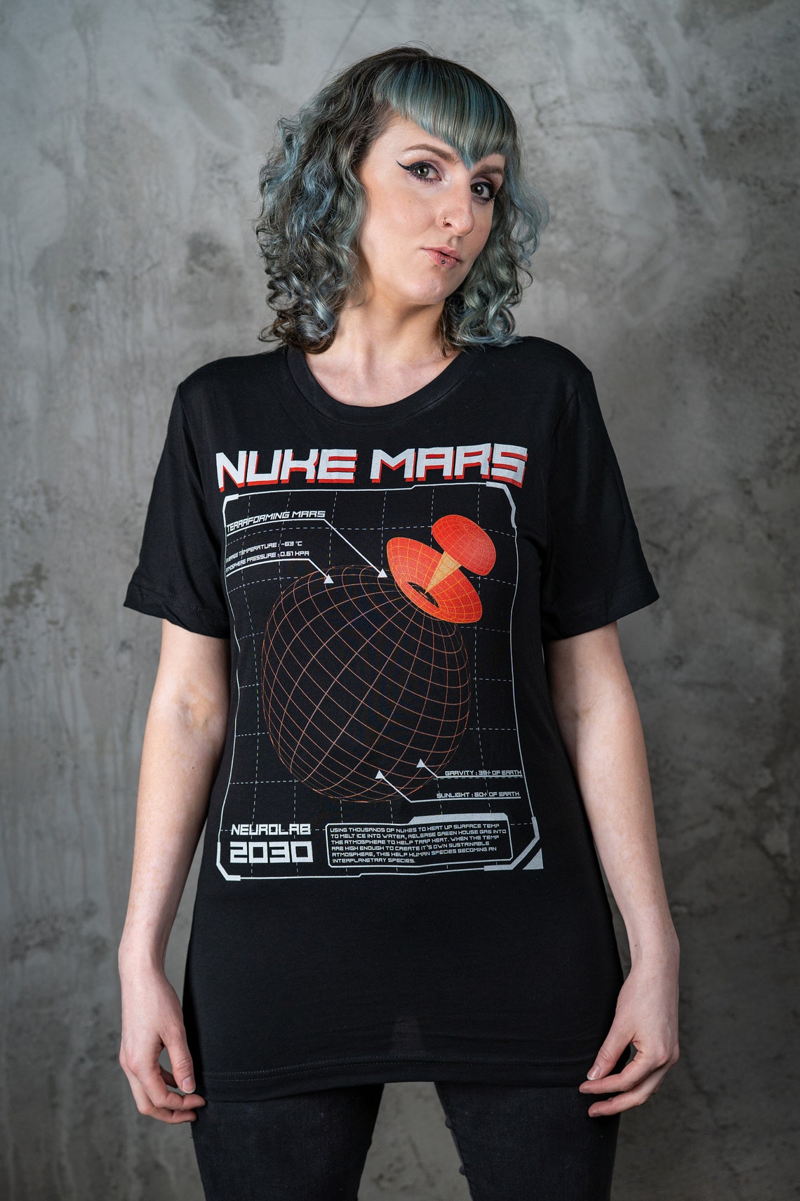 Nuke Mars // Black T-shirt // Terraforming // Synthwave Sci-fi T Shirt ...