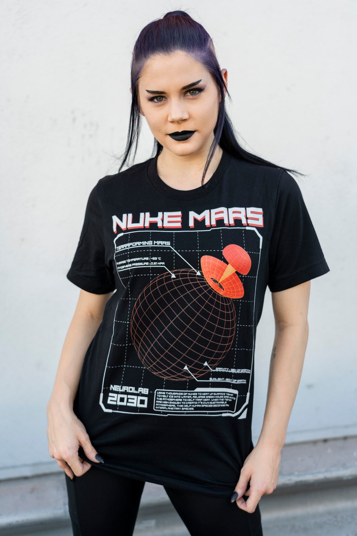 Nuke Mars // Black T-shirt // Terraforming // Synthwave Sci-fi T Shirt ...