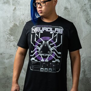 Heart of Neurolab // Soft Fabric Black T-shirt // Cyberpunk Sci-fi T ...