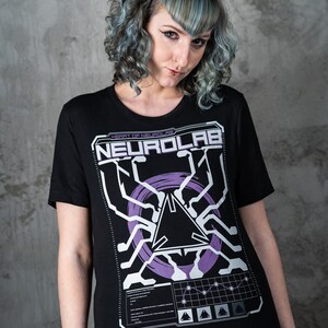 Heart of Neurolab // Soft Fabric Black T-shirt // Cyberpunk Sci-fi T ...