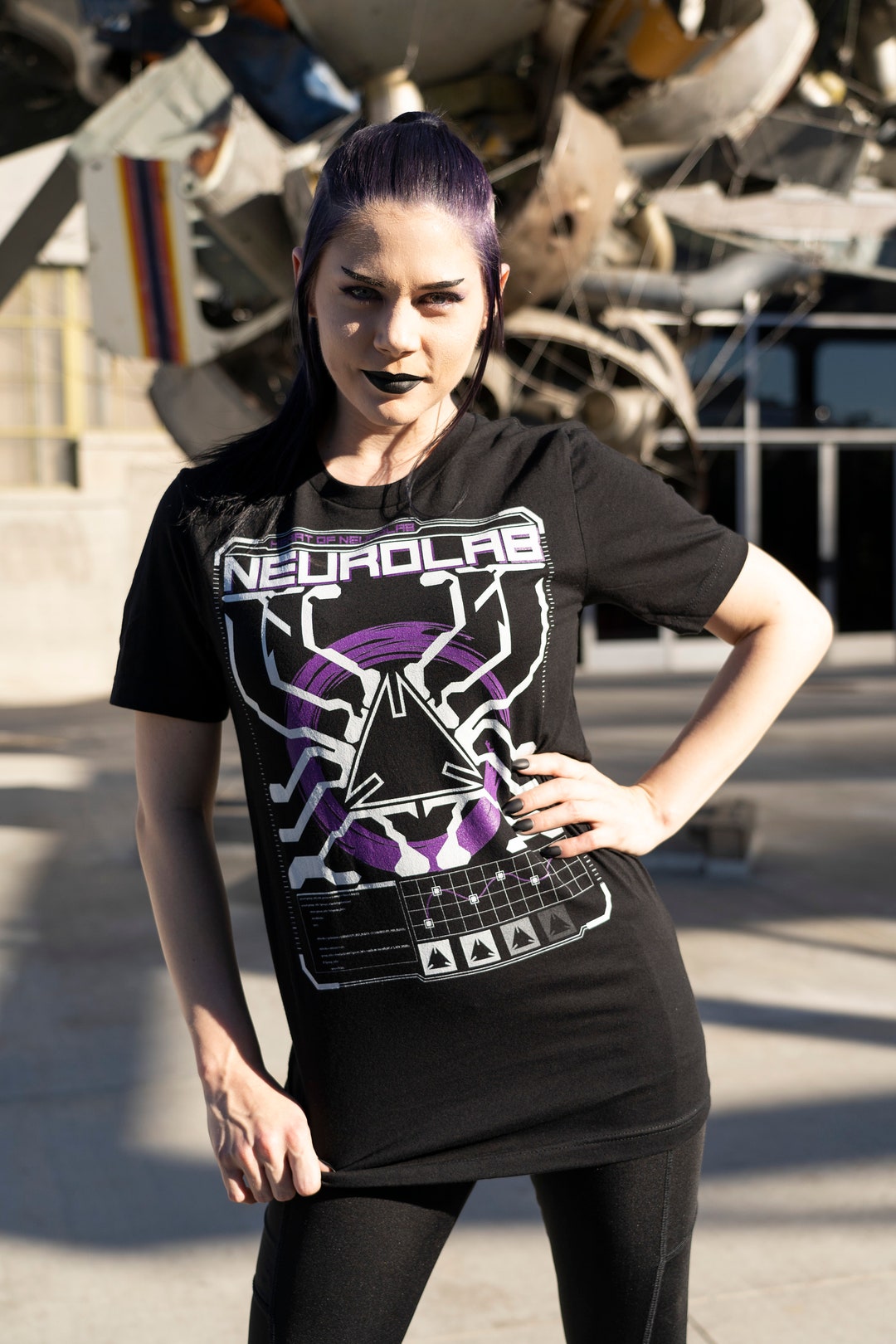 Heart of Neurolab // Soft Fabric Black T-shirt // Cyberpunk Sci-fi T ...