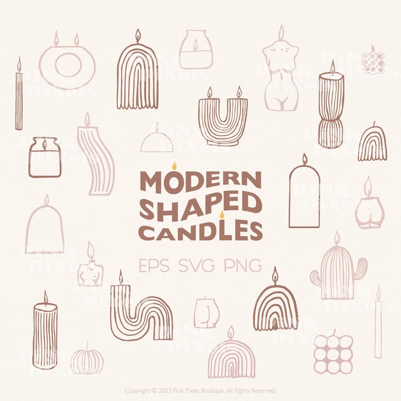 Line Art Candles Illustrations | Geometric Candles SVG | Modern Shaped ...