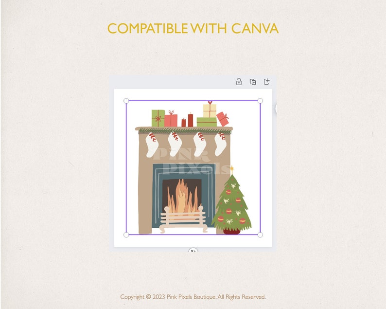 Christmas Fireplace Clipart | Fireplace SVG EPS PNG | Hand Drawn ...