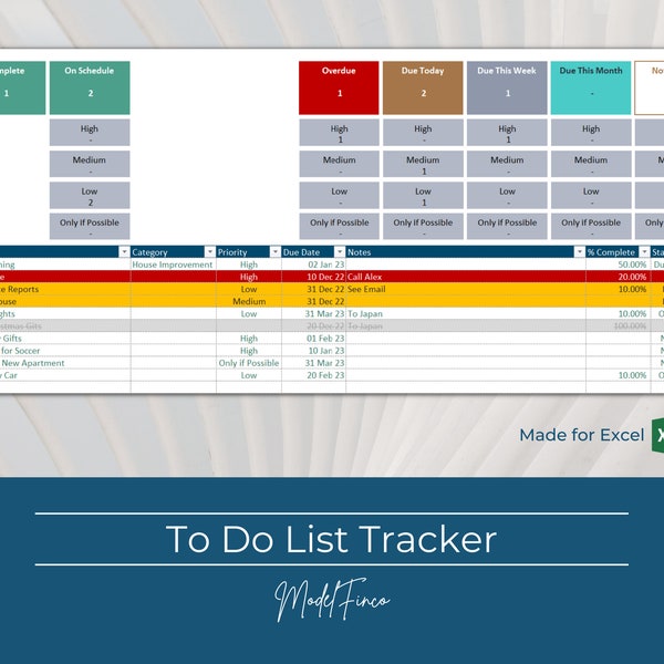 Excel to Do List - Etsy