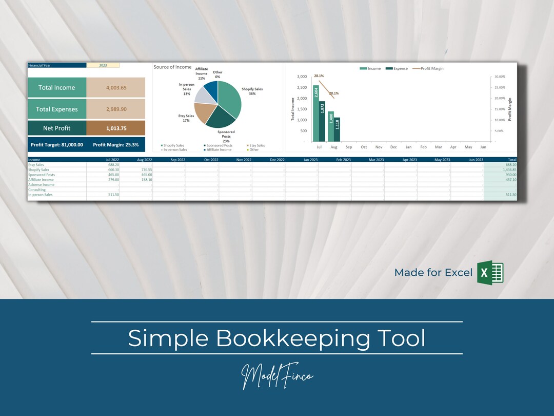 Plantilla de contabilidad simple / Hoja de cálculo de contabilidad para ...