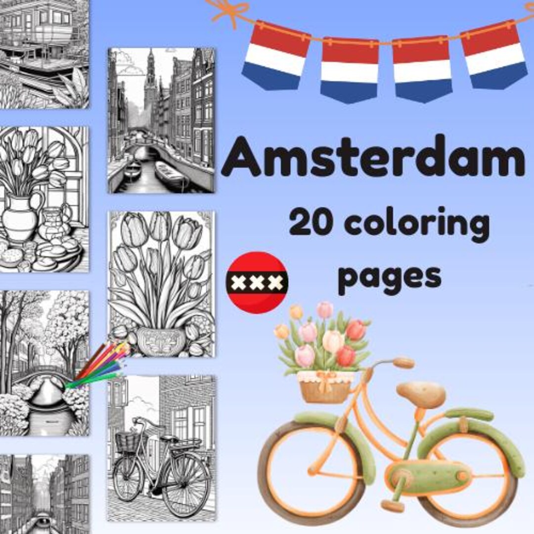 Amsterdam Coloring Book for Adults & Teens | Relaxing Cityscapes ...