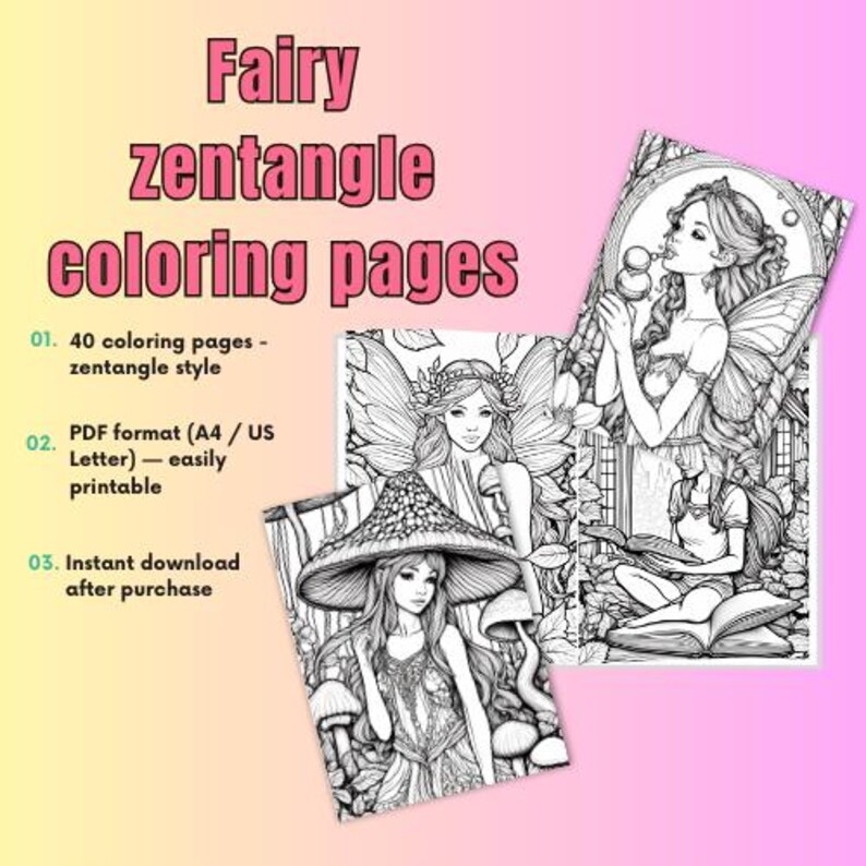 Zentangle Fairy Coloring Pages | Intricate Fantasy Fairy Designs ...