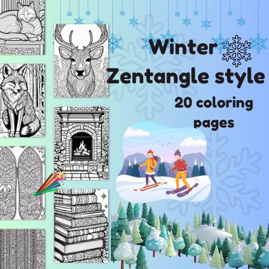 Winter Zentangle Coloring Book | Intricate Snowflake & Holiday Designs ...