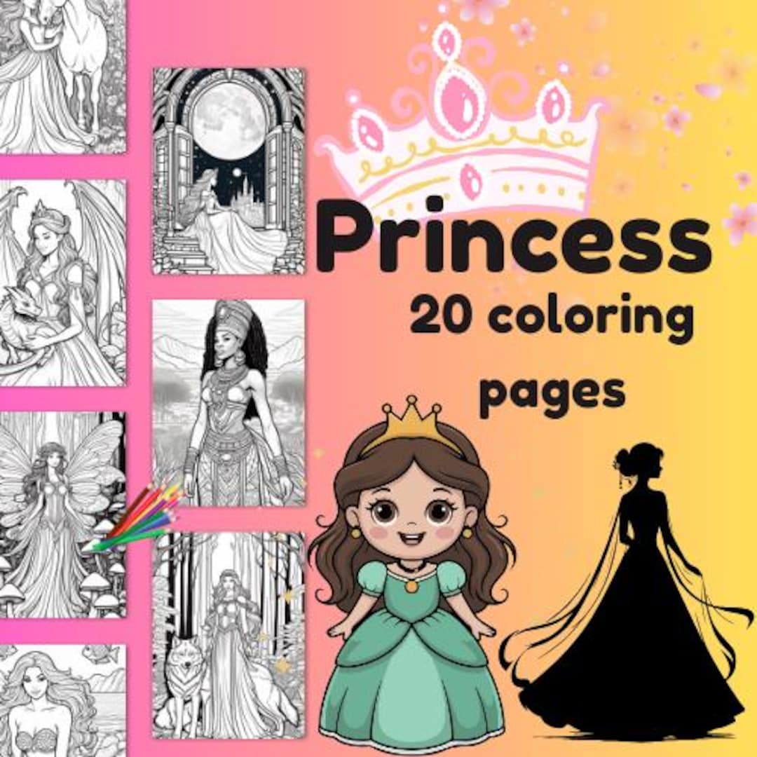 Princess Coloring Book | 40 Fairytale & Fantasy Princess Coloring Pages ...