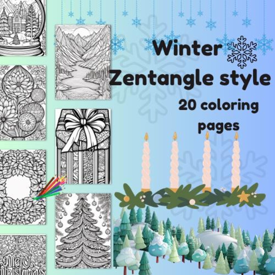 Winter Zentangle Coloring Book | Intricate Snowflake & Holiday Designs ...