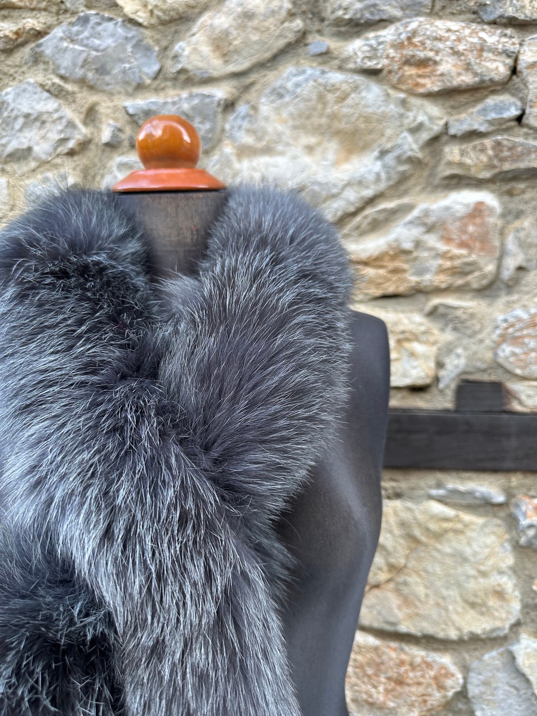 Luxury Gray Fur Scarf: Genuine Warm Fluffy Fox Fur (47 Inches) - Etsy