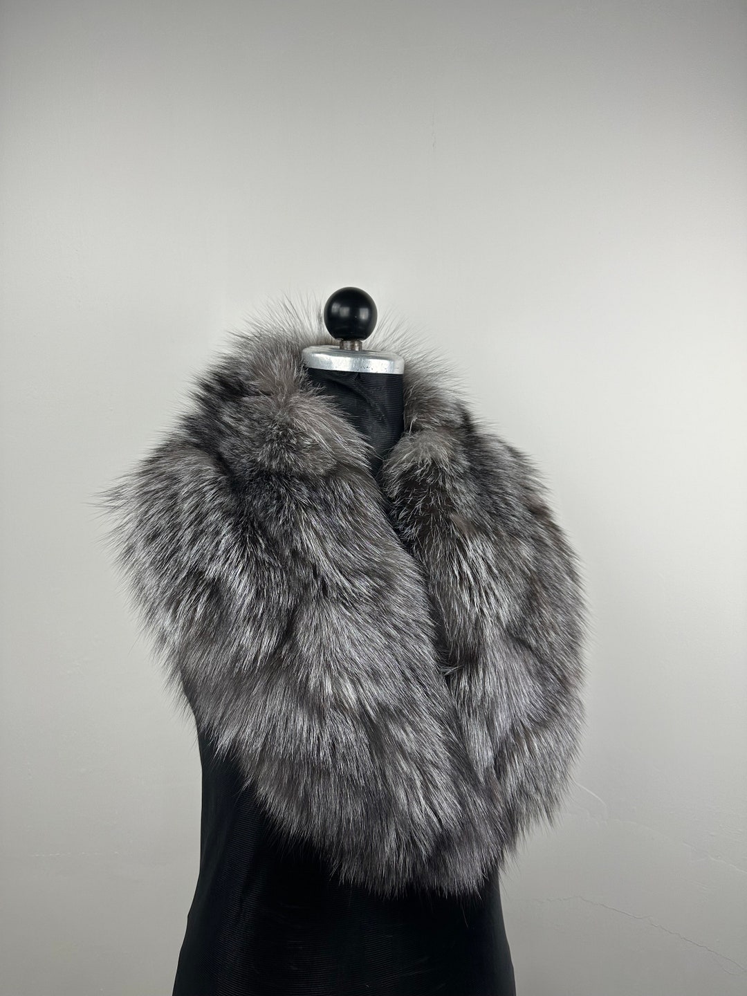 Genuine Fur Silver Frost Fox Collar, Real Fur Collar, Fur Stole, Luxury ...