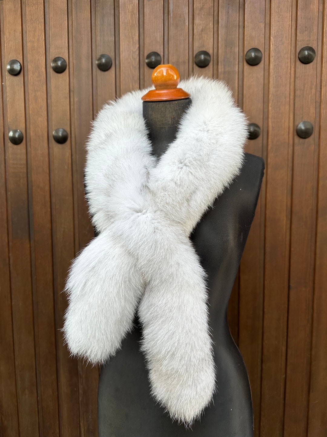 Luxury Gray Fox Fur Scarf: Warm Fluffy Genuine Fur, Neck Wrap - Etsy