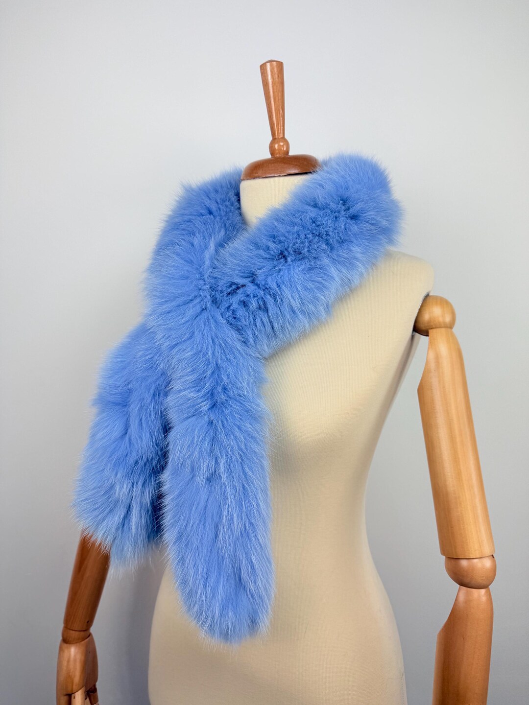 Elegant Blue Fur Scarf, Real Fox Fur Scarf, Warm and Fluffy Fur Scarf ...