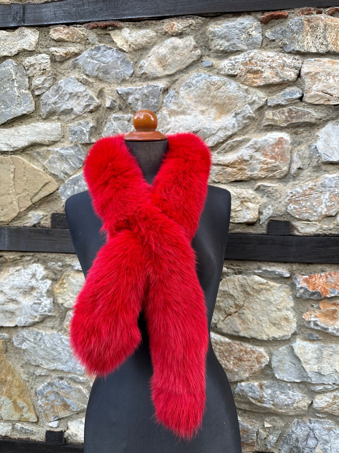 Red Fox Fur Scarf: Handmade Warm Fluffy Fur Collar, Neck Wrap - Etsy