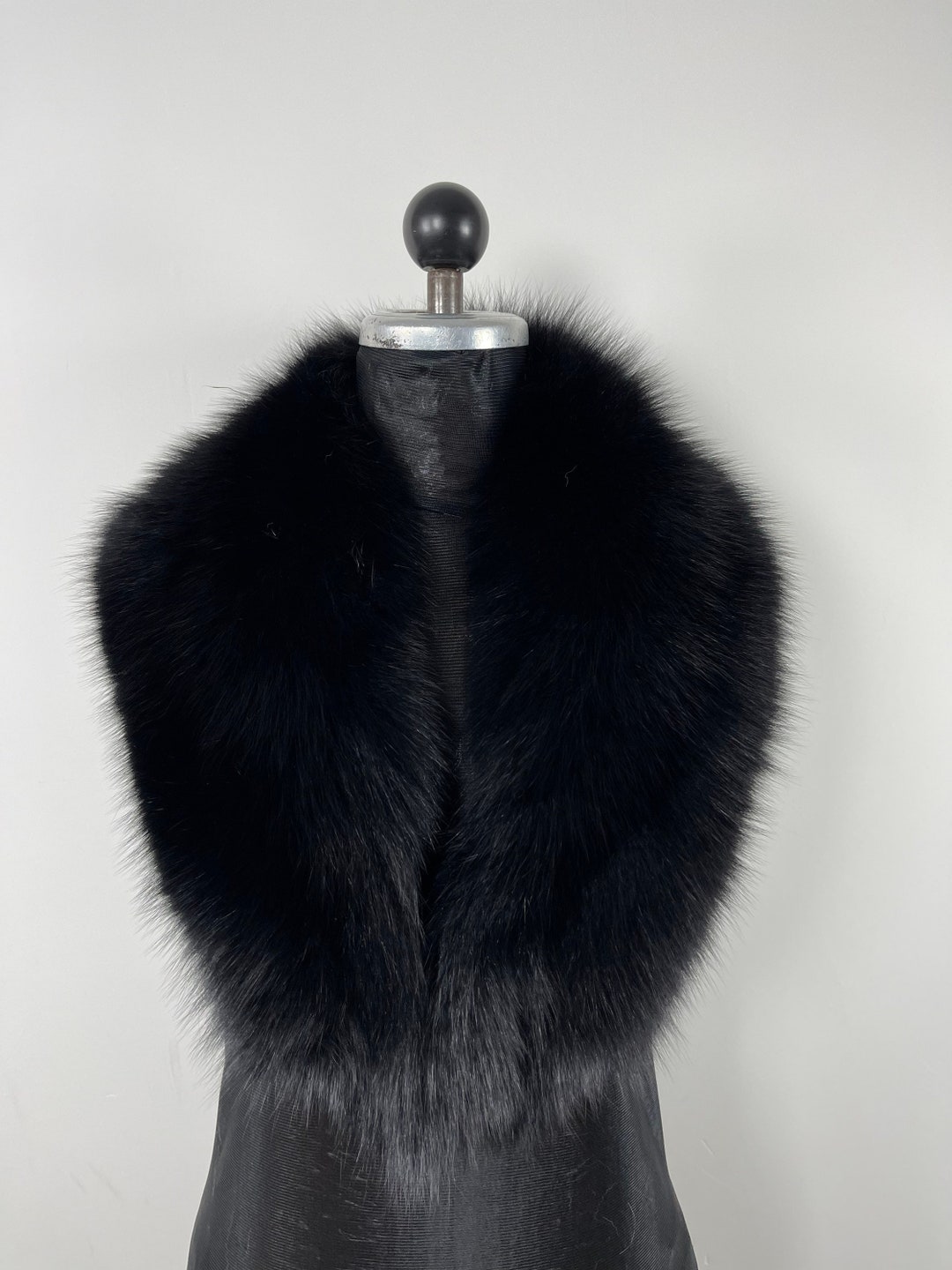 Genuine Black Fox Fur Collar, Real Fur Collar, Fur Stole, Luxury Fox ...