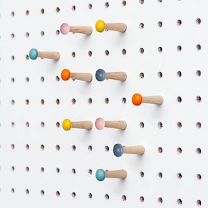 Wooden Pegboard Peg Pack - Mixed Colours - Etsy