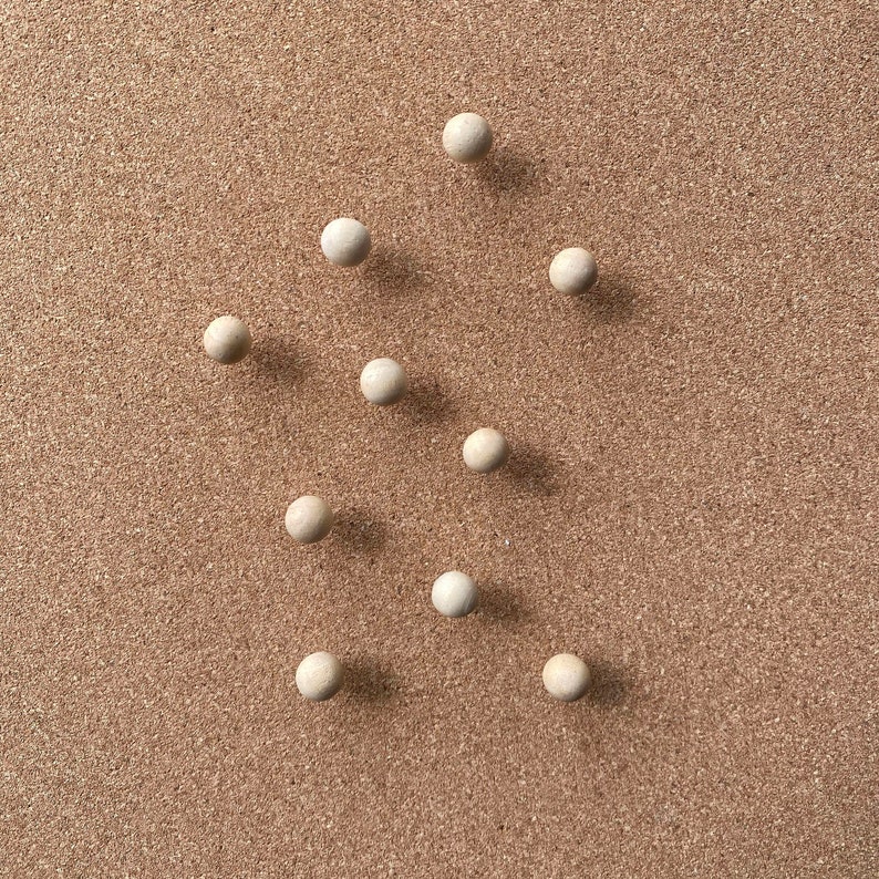 Wooden Ball Cork Board Pins Pack of 10 - Etsy