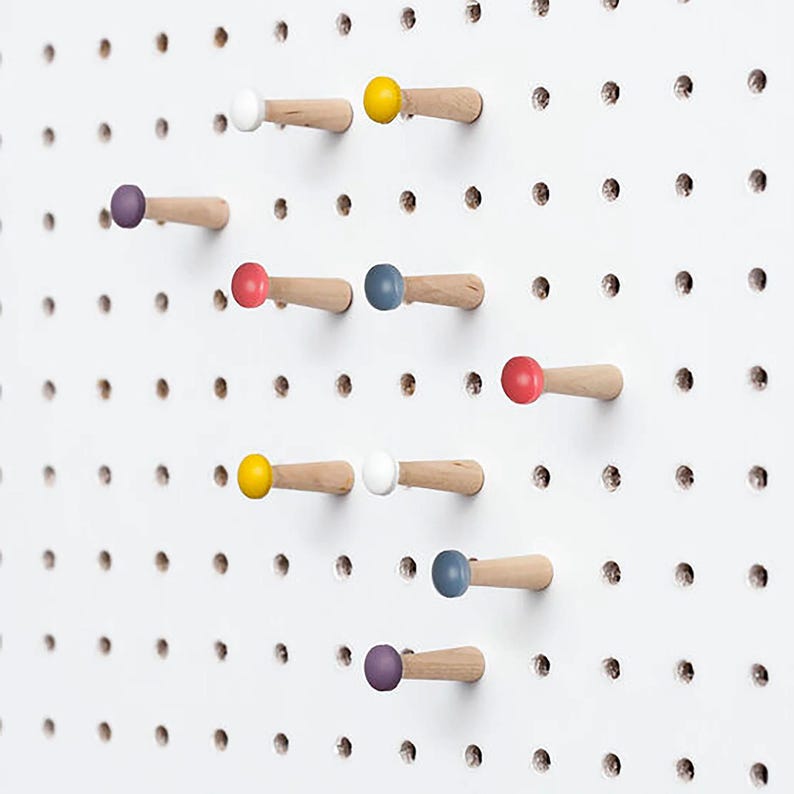 Wooden Pegboard Peg Pack - Mixed Colours - Etsy