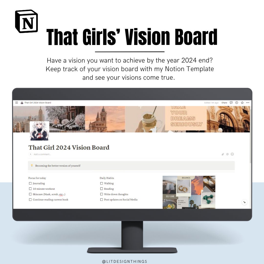 That Girls' 2024 Vision Board | | Daily & Monthly Focus Lists | - Etsy