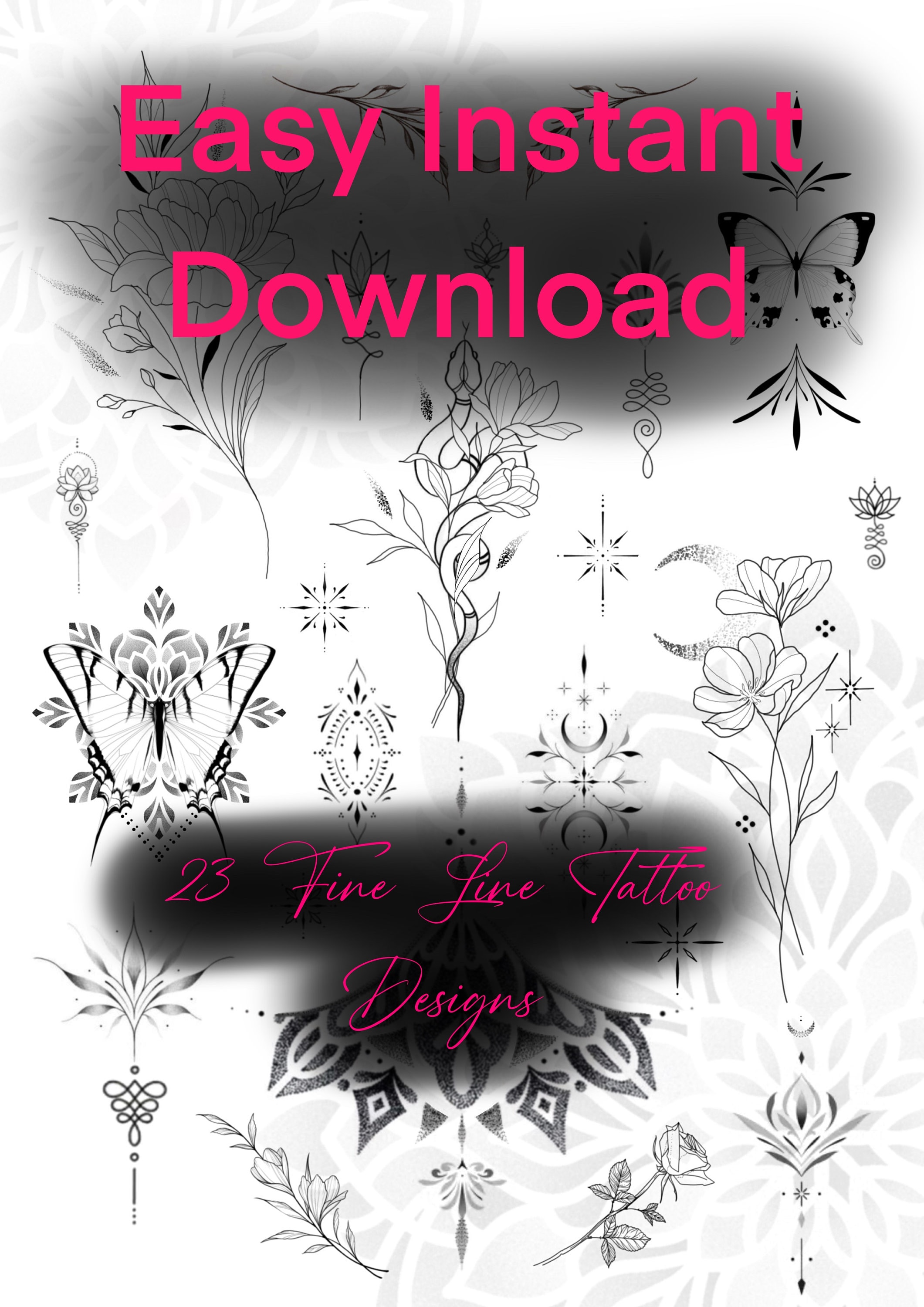 23 Fine Line Tattoo Flash Designs - Etsy