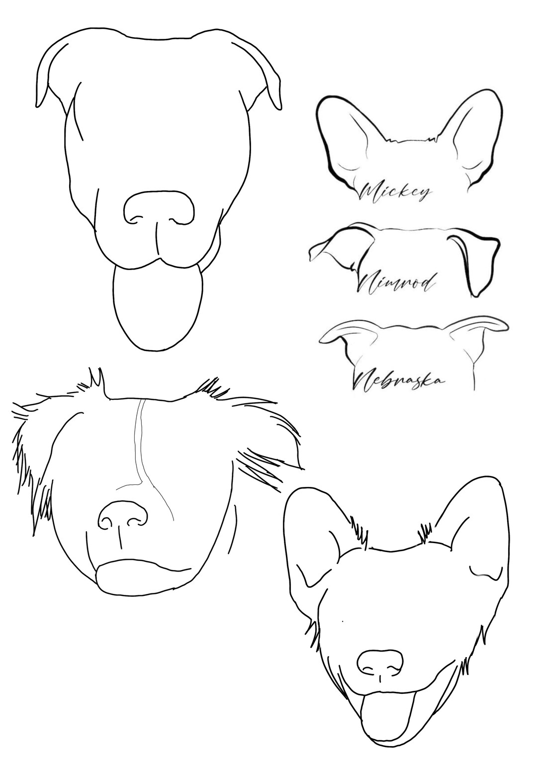 Pet Line Drawing|digital Portrait, Pet Outline Logo, Pet Portrait ...