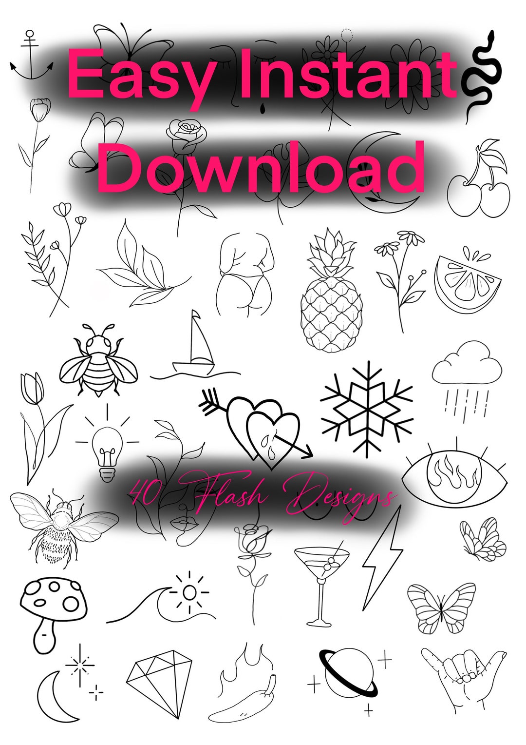 Fine Line Tiny Tattoo Flash Designs - Etsy