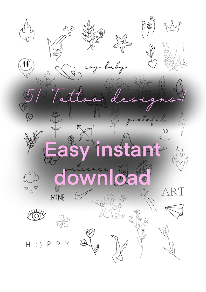 51 Fine Line Tiny Tattoo Flash Design Sheet - Etsy