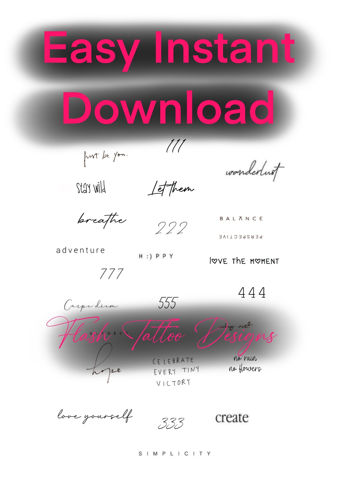 Fine Line Script Flash Tattoo Designs - Etsy