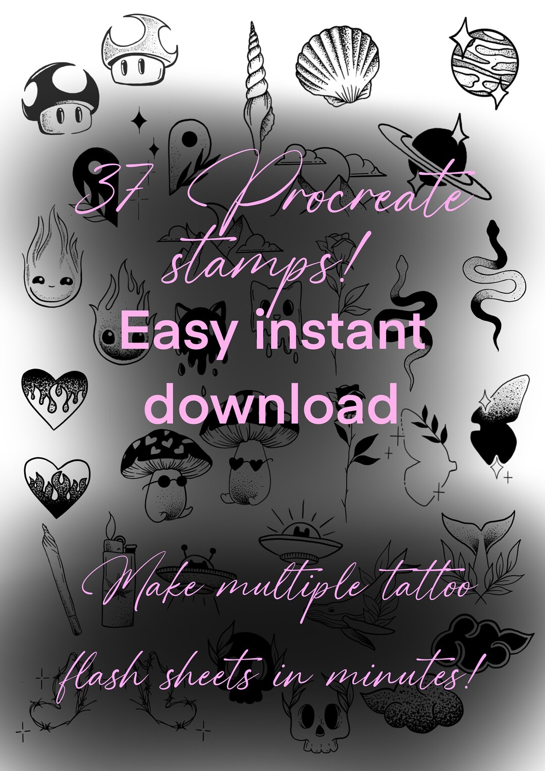 Matching Tattoo Flash Procreate Stamp Set Friends & Couples Tattoo ...