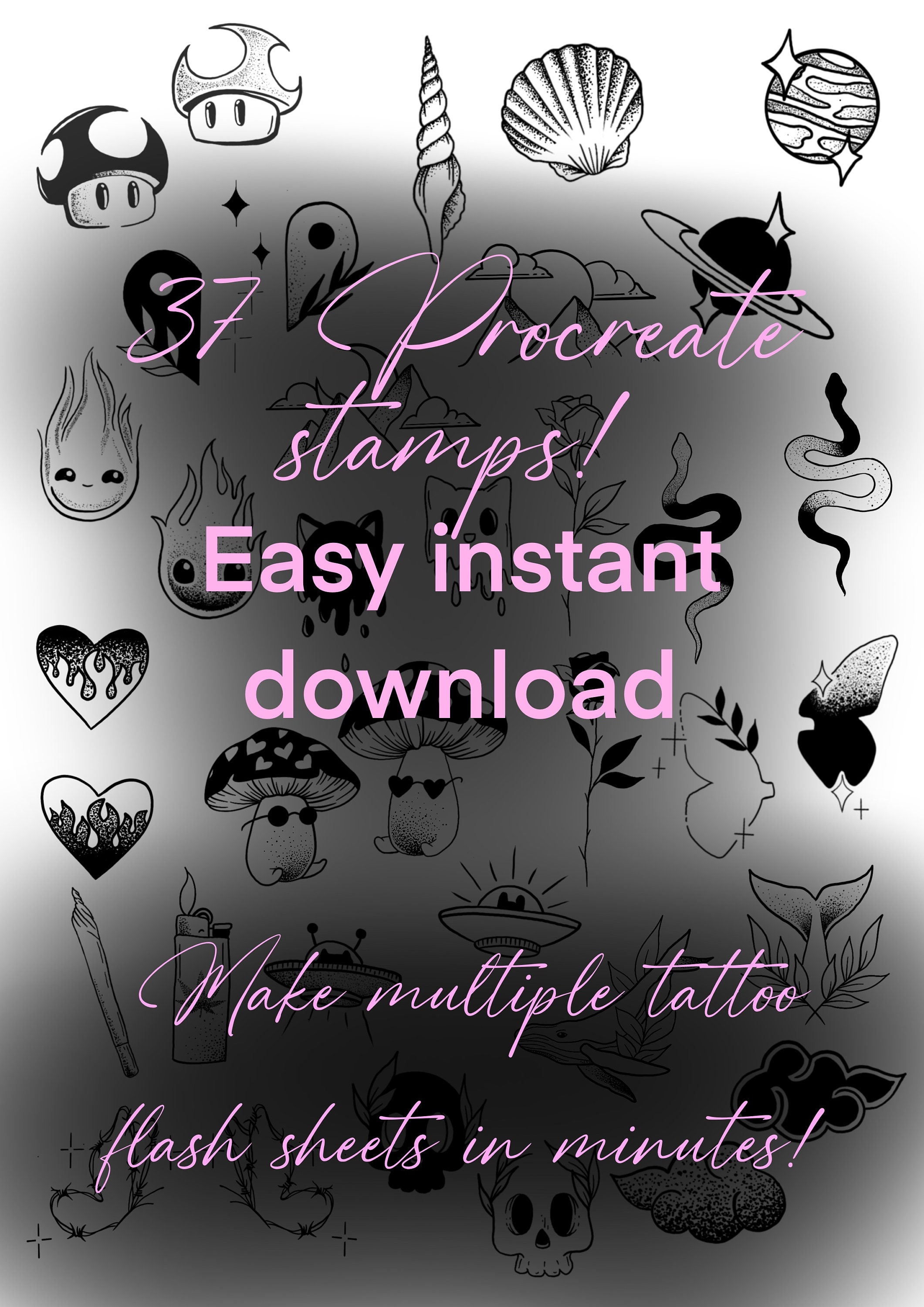 Matching Tattoo Flash Procreate Stamp Set Friends & Couples Tattoo ...