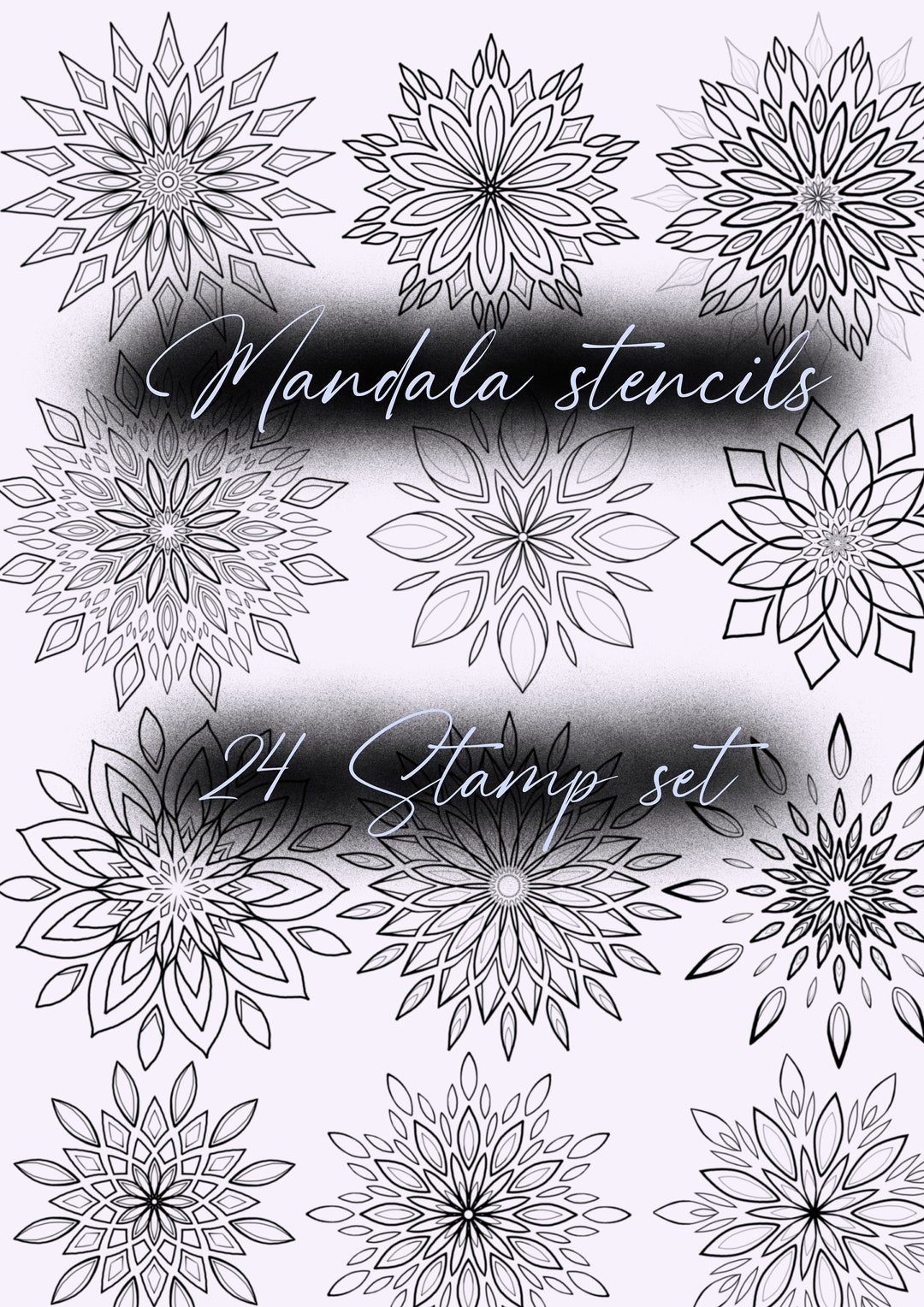 Mandala Stencil Procreate Stamp Set - Etsy