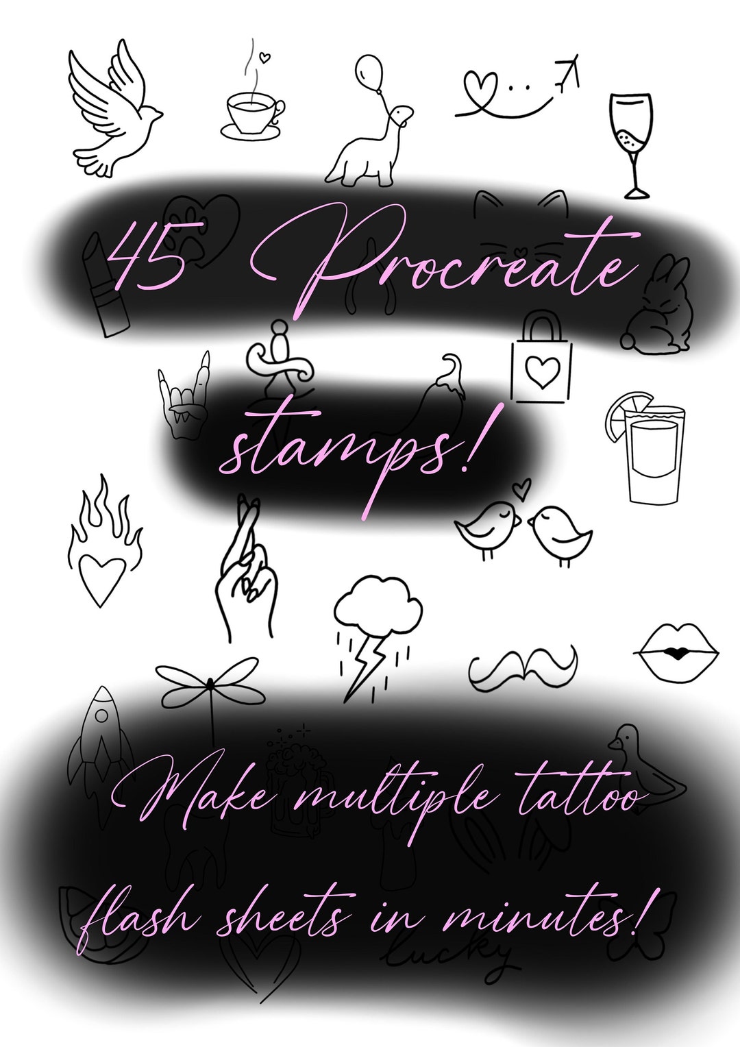 Tattoo Flash Procreate 45 Stamp Set Tiny Tattoos Vol 2 - Etsy