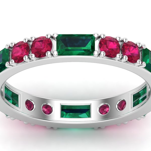Emerald and Ruby Twist Ring - Etsy