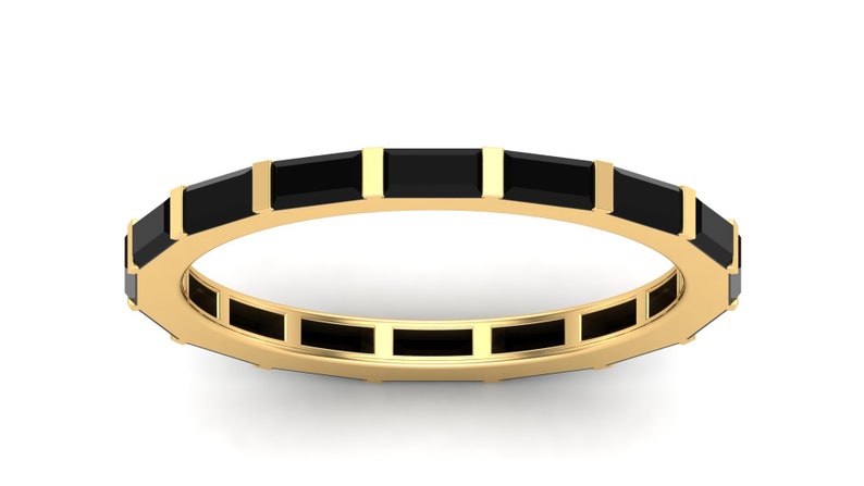Natural Black Onyx Full Eternity Rings Gold Eternity Band Vintage Black ...