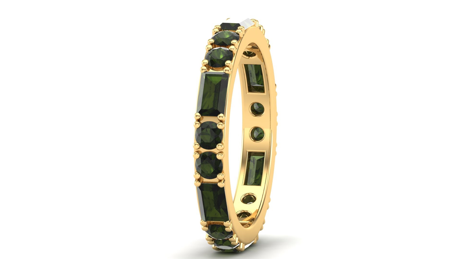 Vintage Moldavite Eternity Rings 14k Gold Moldavite Engagement Rings ...