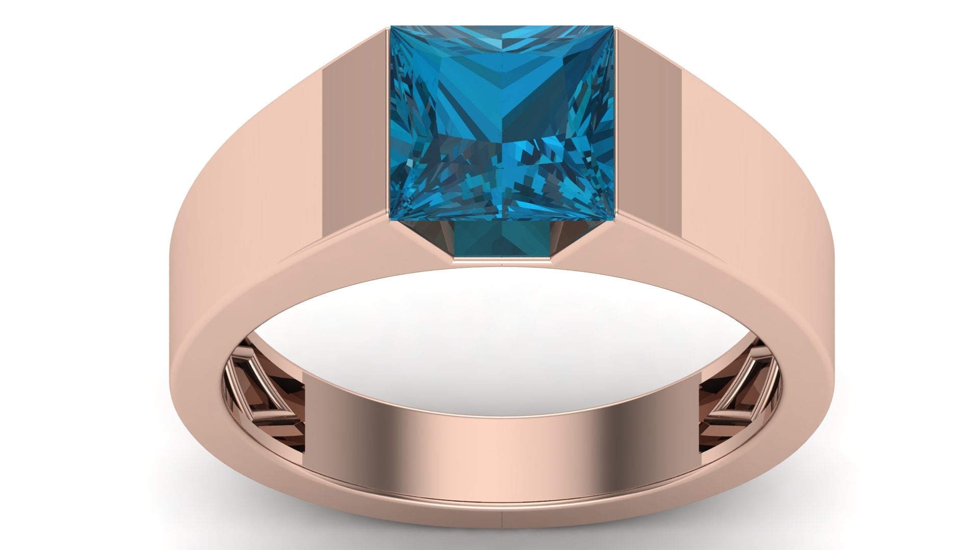 Vintage Blue Topaz Mens Ring Princess Cut Blue Topaz Gemstone Ring for ...