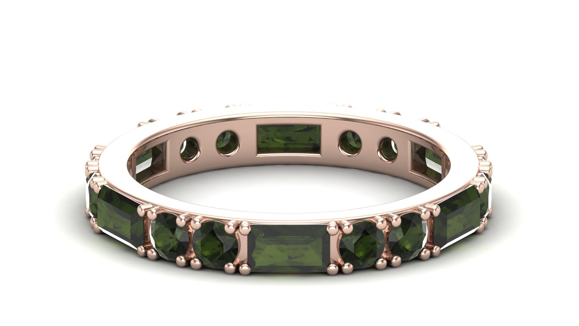 Vintage Moldavite Eternity Rings 14k Gold Moldavite Engagement Rings ...