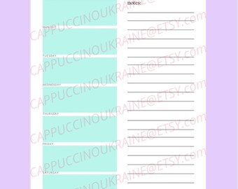 Weekly Planner Printable Portrait, Minimalist Weekly Schedule, Week at ...