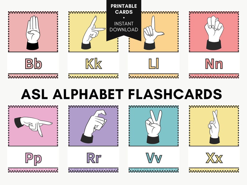 ASL Alphabet Flashcards, Sign Language Flashcards, Montessori Materials ...