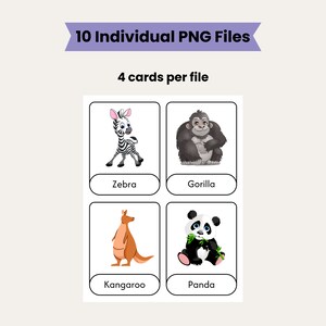 40 Zoo Animal Flashcards, Montessori Materials, Educational Printable ...