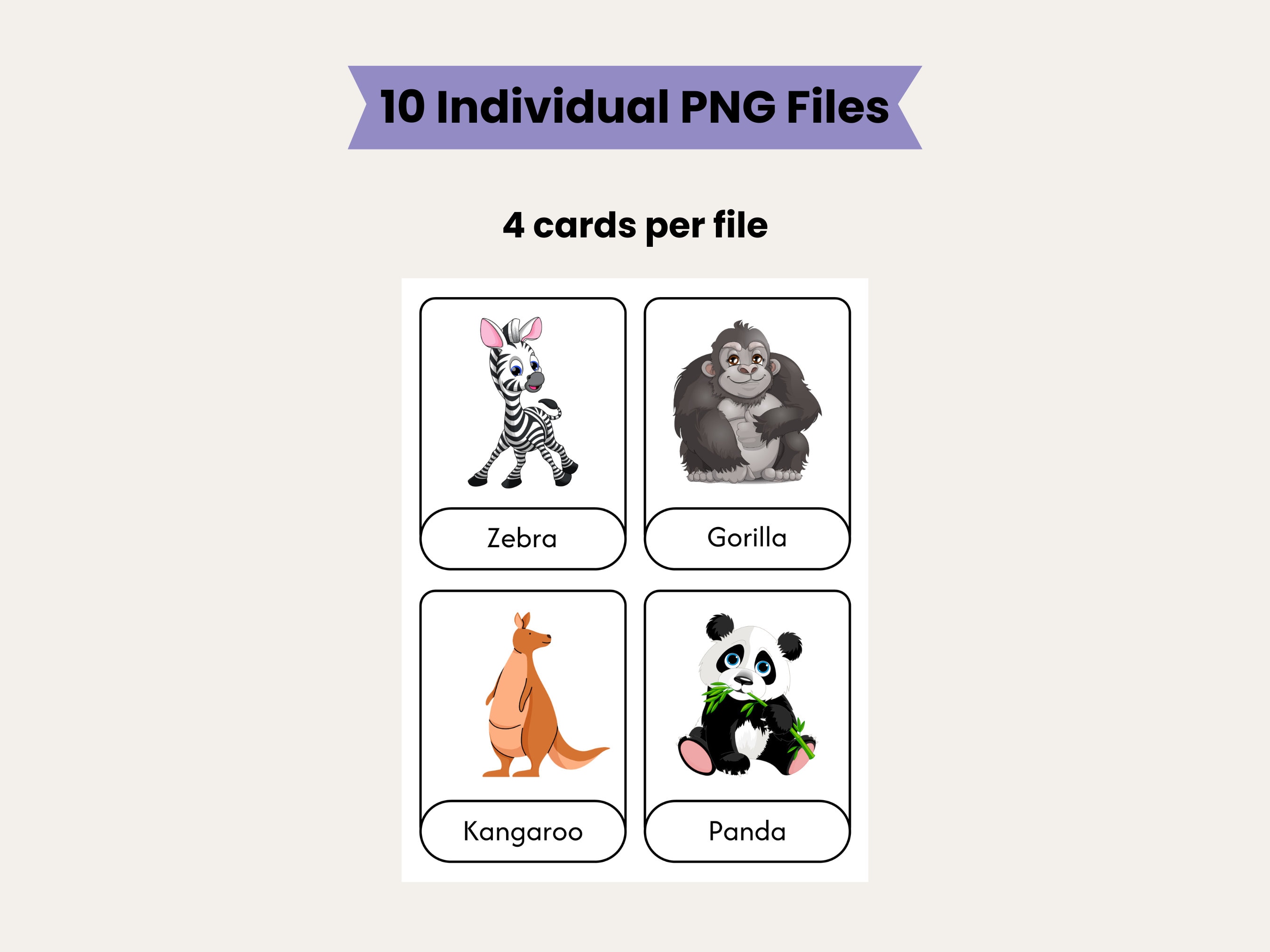 40 Zoo Animal Flashcards, Montessori Materials, Educational Printable ...