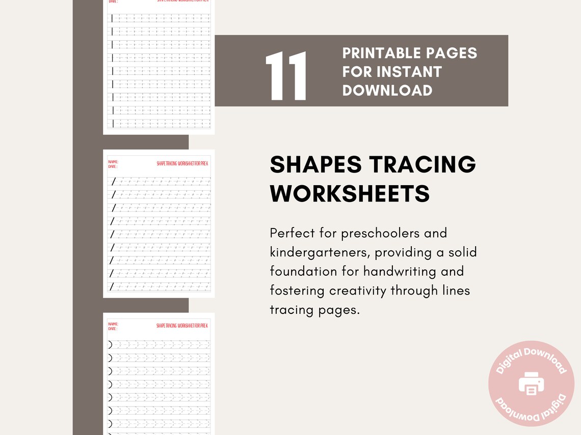 Preschool Shape Tracing Worksheets, Shape Tracing, Line Tracing ...